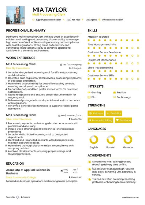 10 Mail Processing Clerk Resume Samples And Templates For 2025