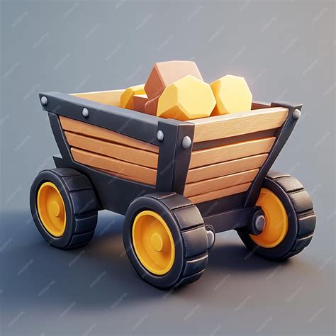 3d Mining Cart Icon Ore Transport Vehicle Illustration Logo Premium