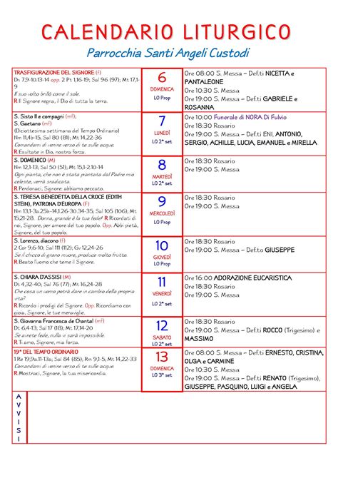 Calendario Settimanale