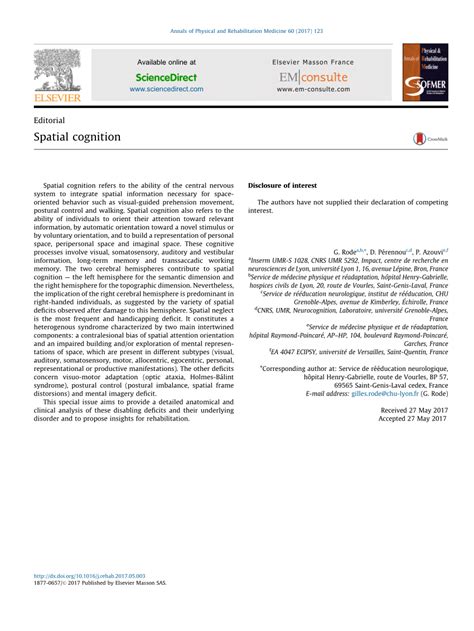 Pdf Spatial Cognition