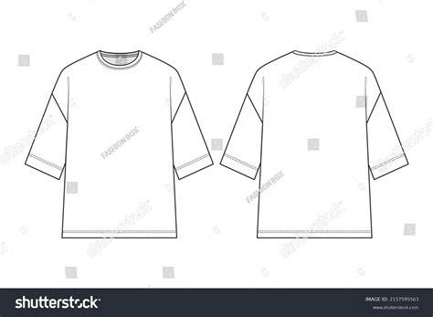 Fashion Technical Drawing Unisex Oversized Tshirts Stock Vector Royalty Free 2157595563