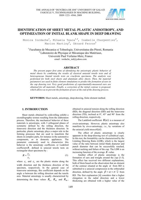 Pdf Identification Of Sheet Metal Plastic Anisotropy And