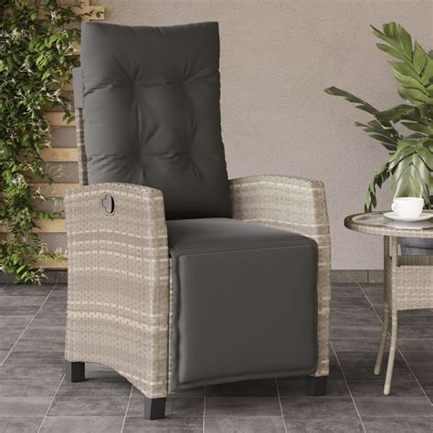 Chaise Inclinable De Jardin Avec Repose Pied Gris Clair Rotin Leroy