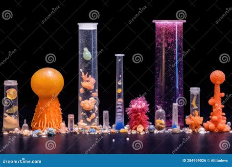 Comparison Of Microplastic Sizes Under The Microscope Stock