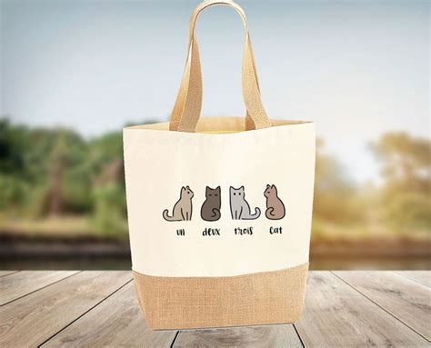 Cat Jute Bag Cat Owner Ts Cat Totes Cat Lover Bag Large Etsy
