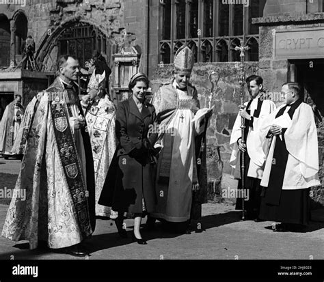 Queen Elizabeth Ii Visits The Old Cathedral In Coventry She Is Pictured With The New Bishop