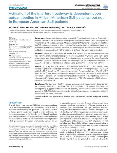 Pdf Activation Of The Interferon Pathway Is Dependent Upon