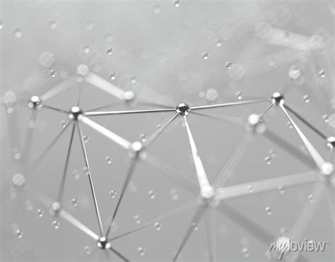 3d Rendering Abstract Futuristic Background Of Dots And Lines • Wall