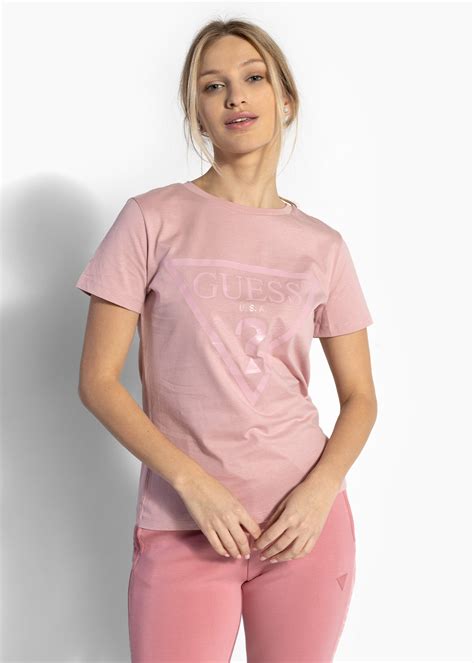 Koszulka Damska Różowa Guess Adele Ss Cn Tee Sneaker Peeker