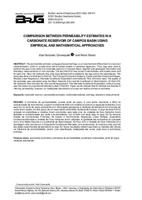 Pdf Comparison Between Permeability Estimates In A Carbonate