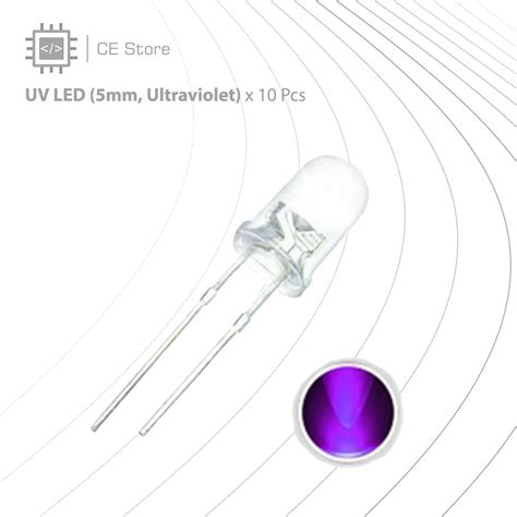 Uv Led 5mm Ultraviolet X 10 Pcs Ce Store