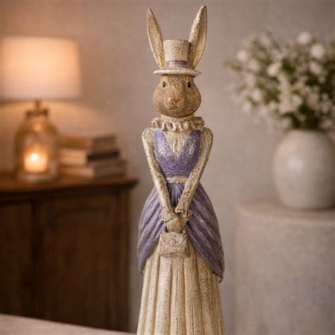 Decoratiune Pasti Doamna Iepuras Eleganta Cu Posetuta Model Antichizat