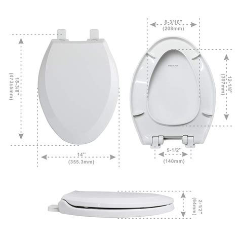 Elongated Toilet Seat With Lid Quiet Close Fits Standard Elongated Or