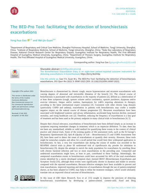 Pdf The Bed Pro Tool Facilitating The Detection Of Bronchiectasis