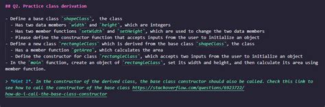 Solved Q2 Practice Class Derivation Define A Base Class