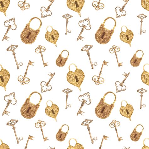 Seamless Pattern In Vintage Style With Padlocks And Antique Keys