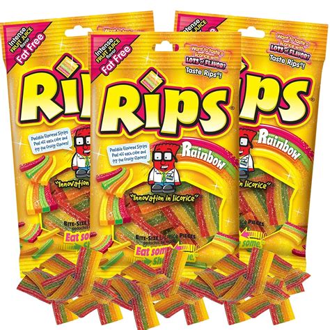 Rips Sour Licorice Bite Size Candy Fruity Flavored Fat