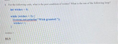 Solved For The Following Code What Is The Post Condition Chegg