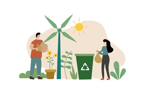 Sustainable Practice Flat Design Vector Illustration In Daily Life