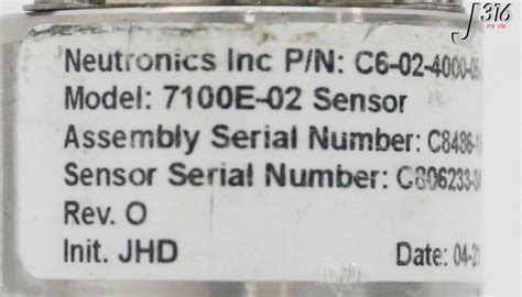 34164 Neutronics Oxygen Analyzer Model 7100 W Sensor 7100e 02 7124be