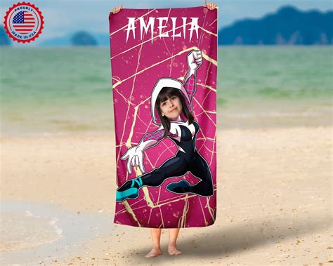 Personalized Super Hero Spider Gwen Towel Photo Personalized Face