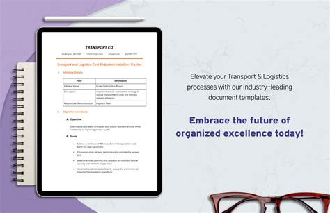 Transport And Logistics Cost Reduction Initiatives Tracker Template In