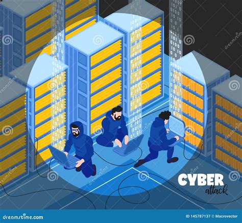 hackers isometric background composition stock vector illustration of