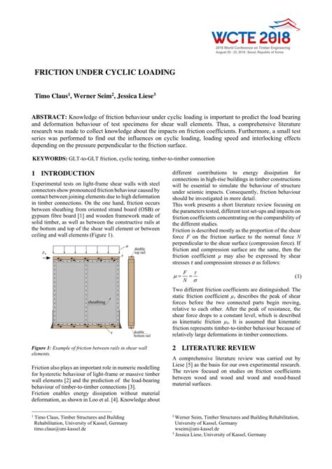 Pdf Friction Under Cyclic Loading