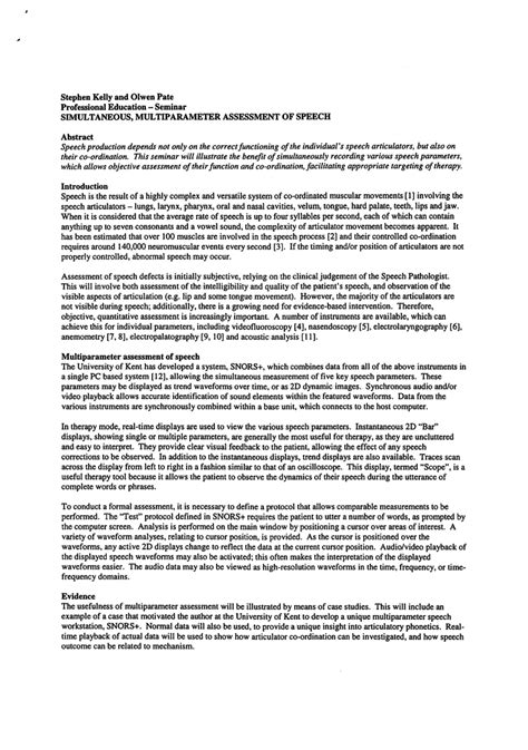 Pdf Simultaneous Multiparameter Assessment Of Speech