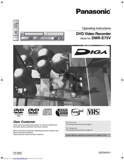 Buy Download Panasonic Dmre75vp Dmre75vp Dvd Vcr Combo Player Operating
