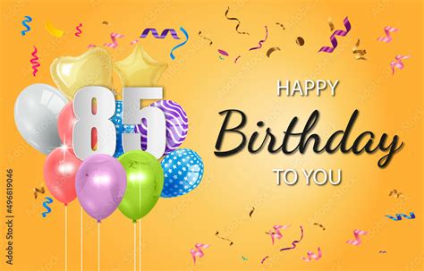 Happy 85th Birthday Balloons Greeting Card Background Vector Happy