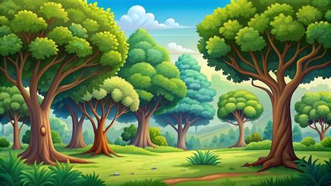 Trees And Others Cartoon Background Premium Ai Generated Image