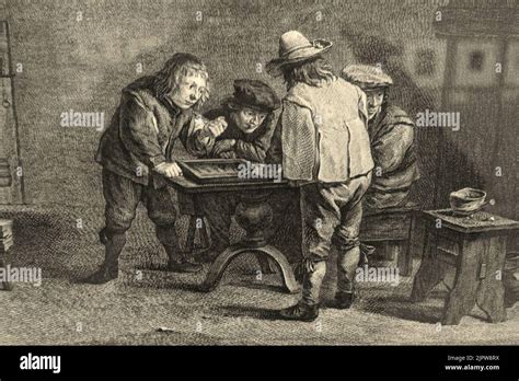 The Tric Trac Game Detail By Jacques Philippe Lebas After David Teniers The Younger 1700s Or