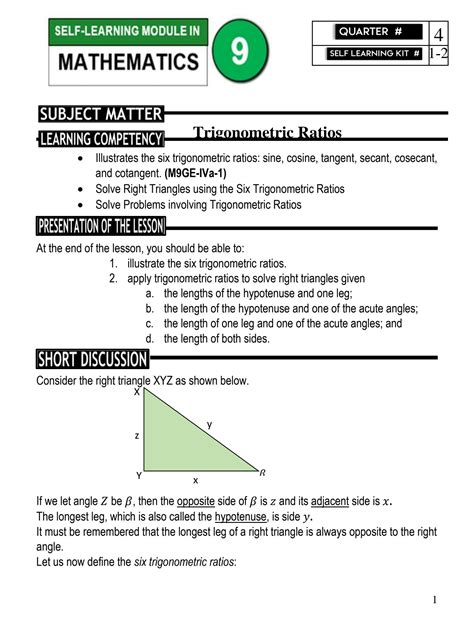 Solution Trigonometry Grade 9 Studypool