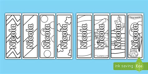 Nicola Name Simple Colouring Bookmarks Teacher Made