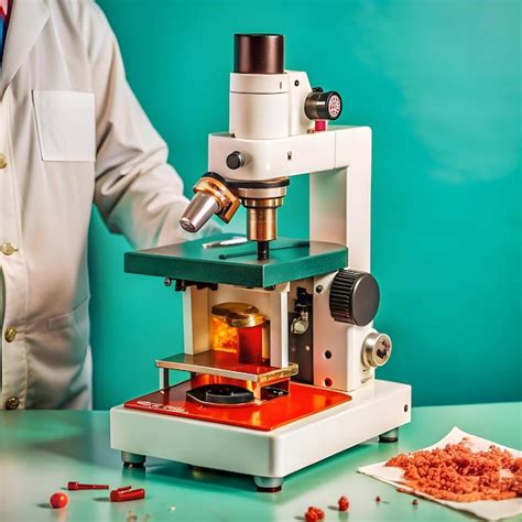 Forensic Scientist Using A Microscope To Analyze Evidence Premium Ai