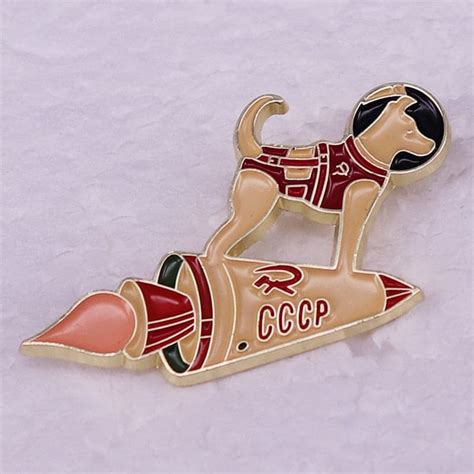 Cccp Soviet Rocket Police Dog Enamel Pin Distinct Pins