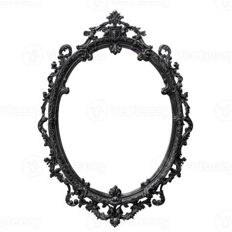 Ornate Black Oval Picture Frame With Intricate Detail 50475333 Png