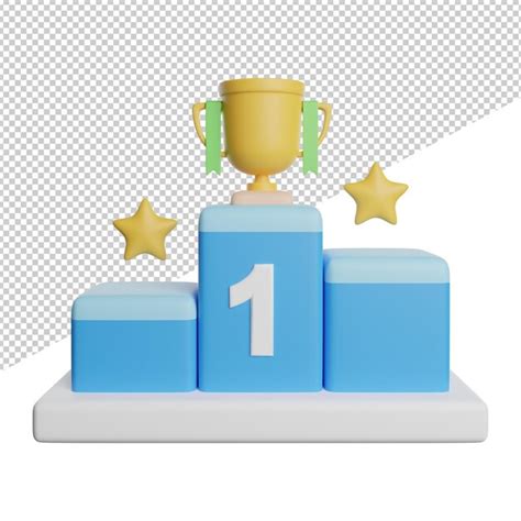 순위 연단 우승자 전면보기 투명 배경에 3d 렌더링 아이콘 그림 프리미엄 Psd 파일