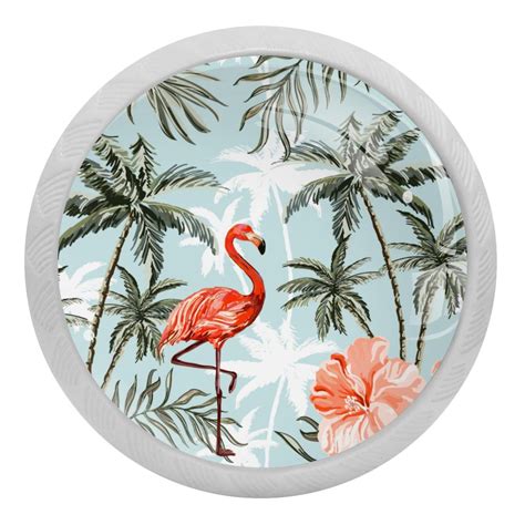 4pcs Round Flamingo Cabinet Fluorescence Knob Glowing In The Dark