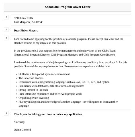 Associate Program Cover Letter Velvet Jobs