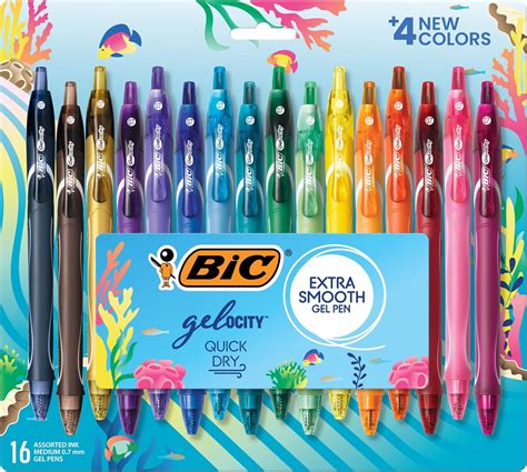 Bic Gelocity Quick Dry Ocean Themed Gel Pens Medium Point 07mm 16