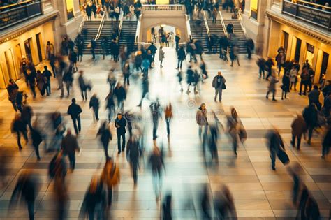 Crowded Public Place With People Passing By Traffic Flow Motion Blur
