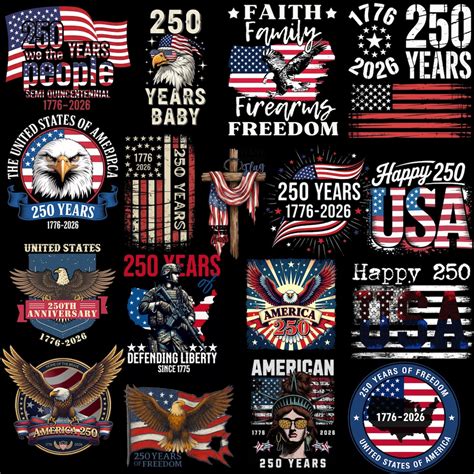 250th Anniversary Usa Clipart Png Bundle 4th Of July Eagle Flag