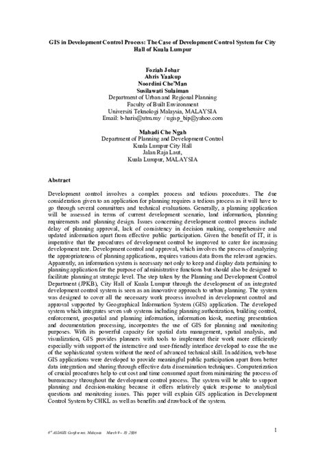 Pdf Gis In Development Control Process The Case Of Development