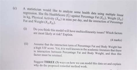Solved Question A State The Problem Of Multicollinearity Chegg