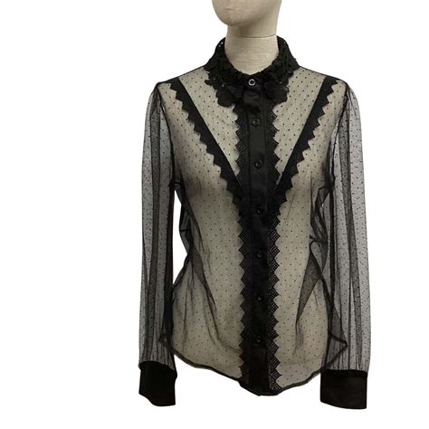 Chick Me Sheer Size M Long Sleeve Shirt Black S