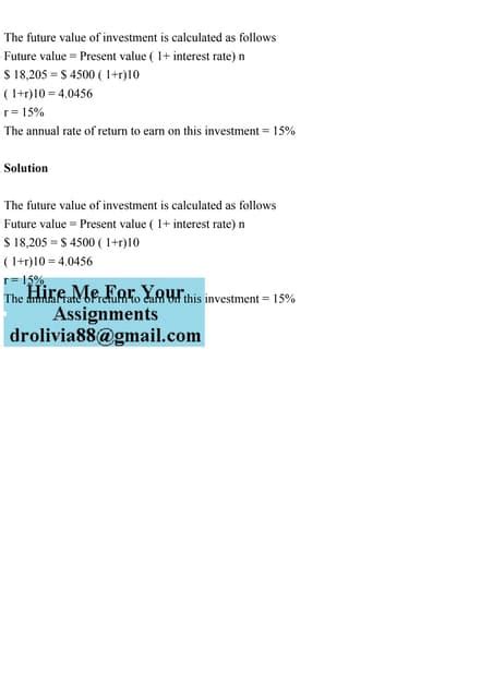 The Future Value Of Investment Is Calculated As Followsfuture Valupdf