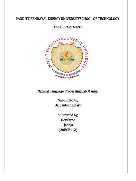 20bcp112 Nlp Lab Lab Manual Pdf Computers