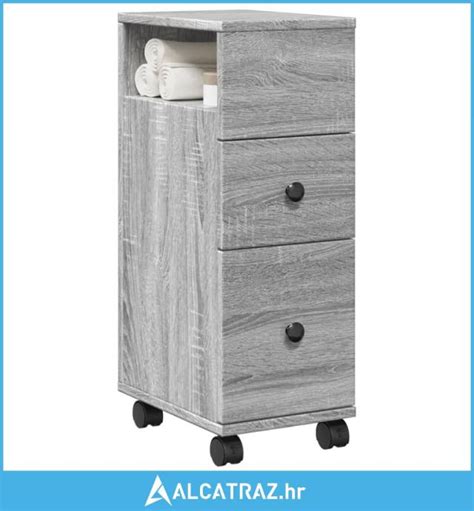 Uski Kupaonski Ormarić S Kotačima Boja Hrasta Konstruirano Drvo Novo